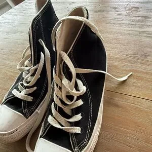 Converse | Shoes | Converse Black And White Hightop Sneakers Lifes Too ...